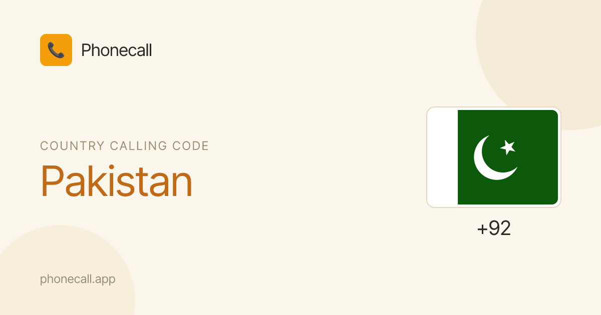 Pakistan country code (+92) - formats & examples